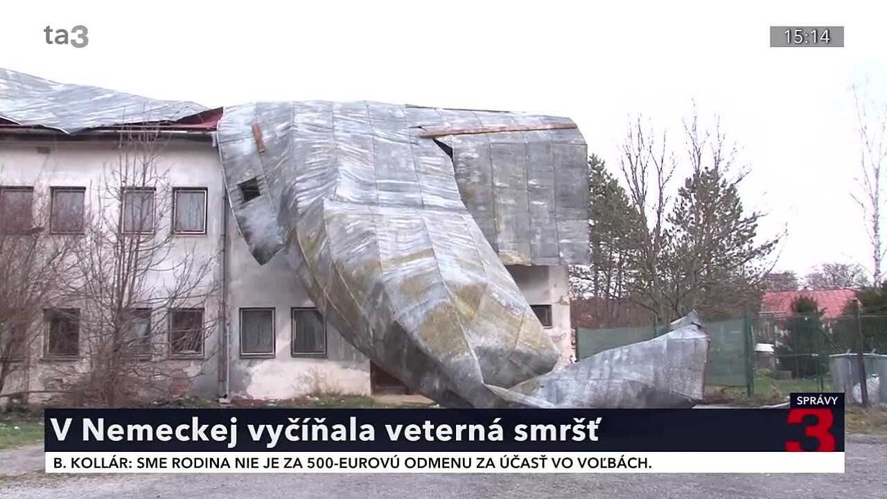 Silný vietor na strednom Slovensku spôsobil výpadky elektriny. Obcou Nemecká sa prehnala veterná ...