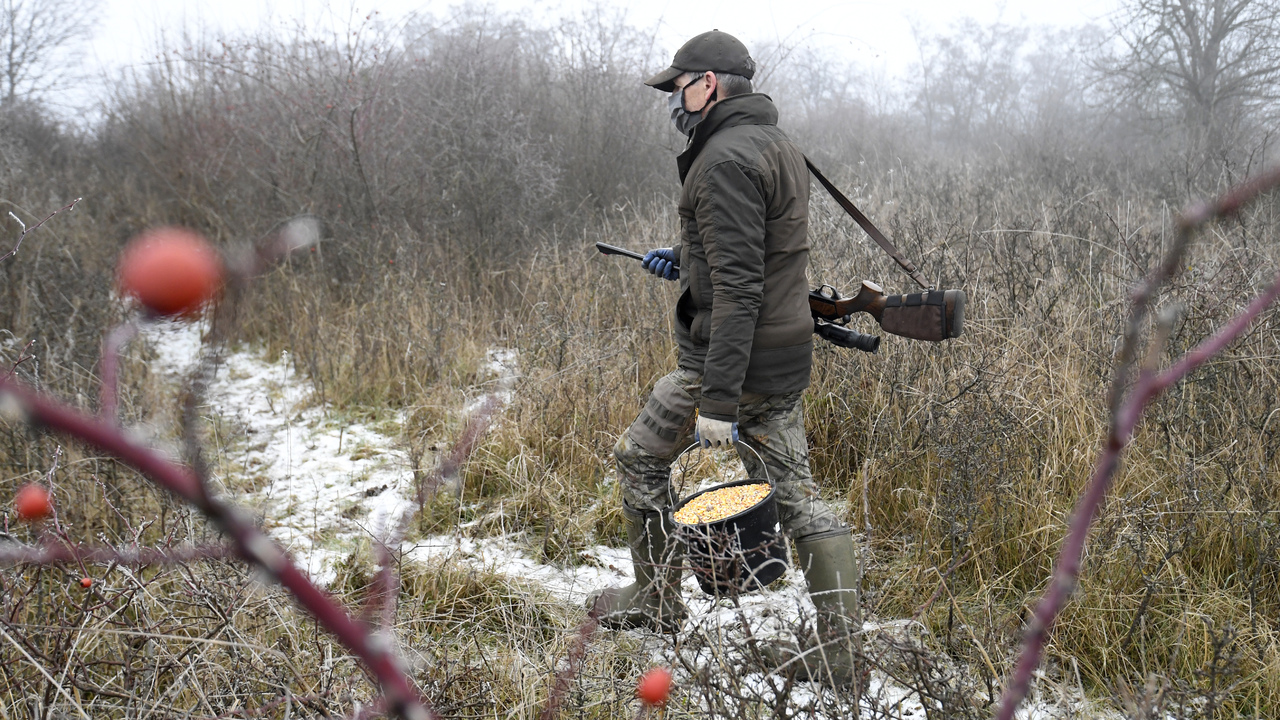 Poľovníci sa vybrali strieľať bažanty. Jeden z nich sa pošmykol a ...