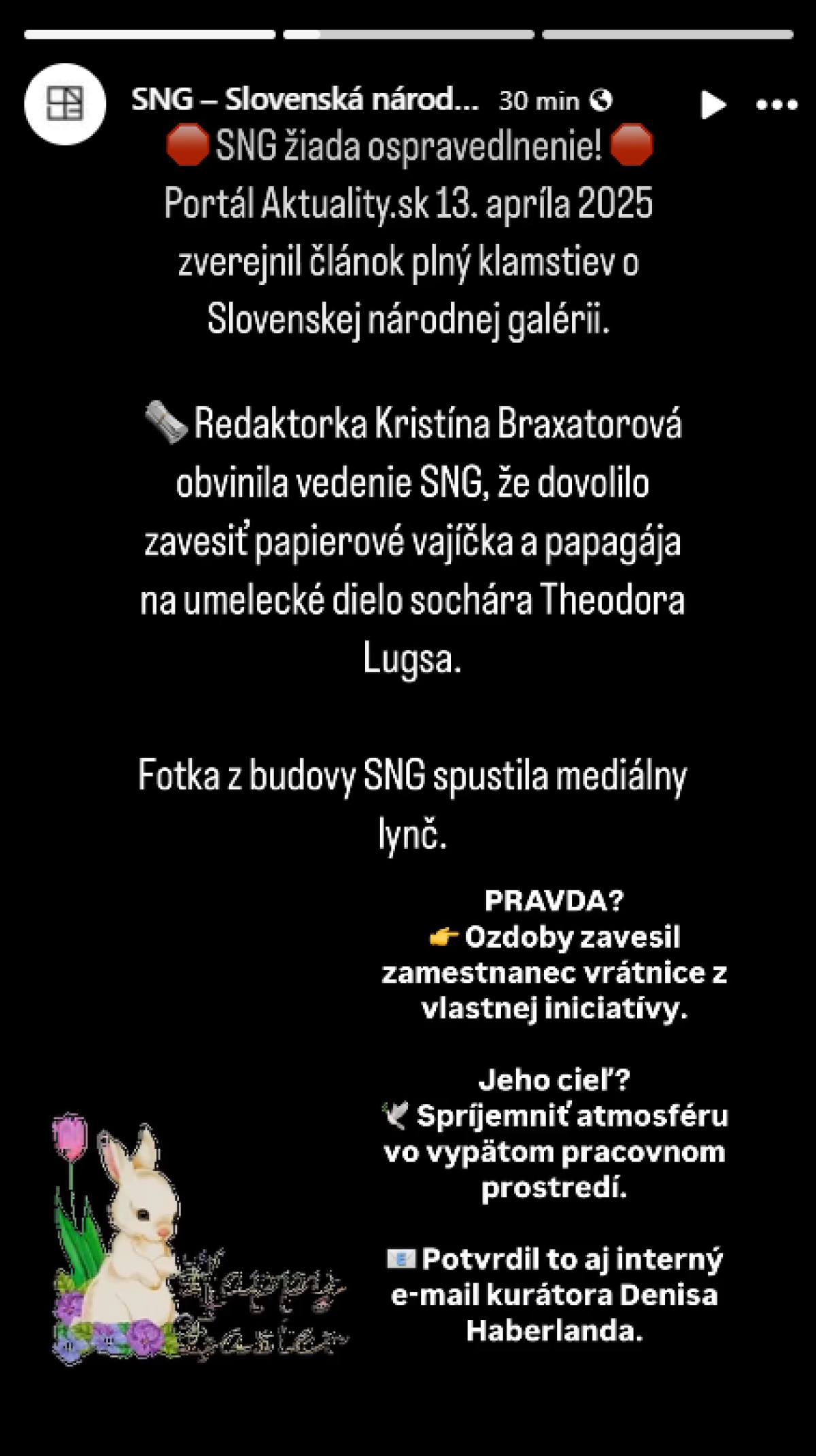 SNG tvrdí, že sochu ako držiak na veľkonočnú výzdobu použil vrátnik. Rezort kultúry reaguje na ...